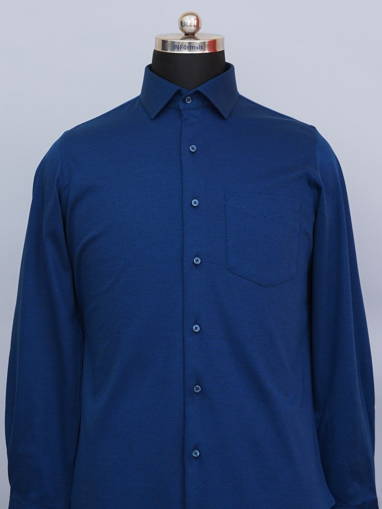Buy Sapphire Sheen Royal Blue Dobby Shirt at INR 599 online from ...